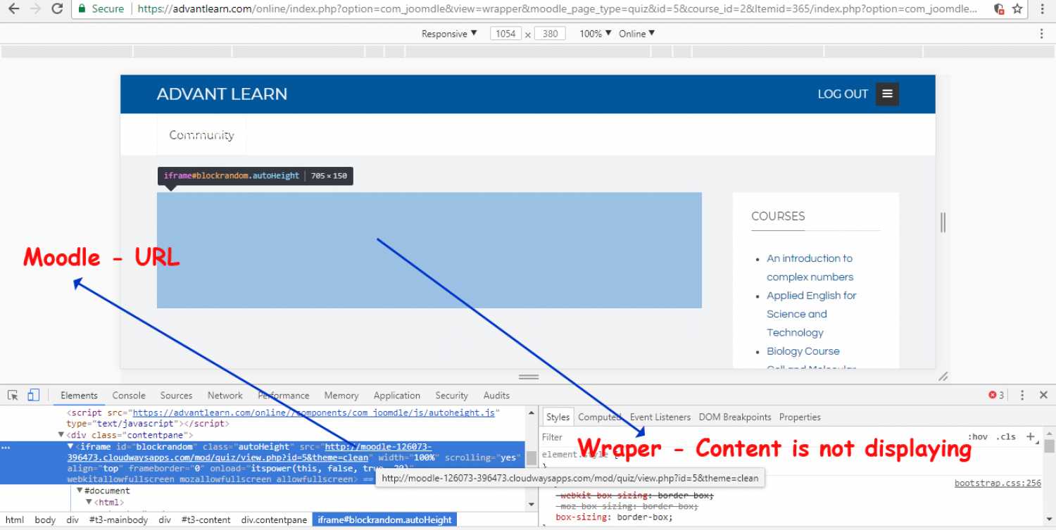 Joomdle Moodle Quizz Display Within The Wrapper Issue Joomdle
