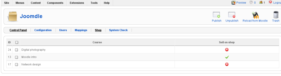 Selling Moodle courses ecommerce - Joomdle